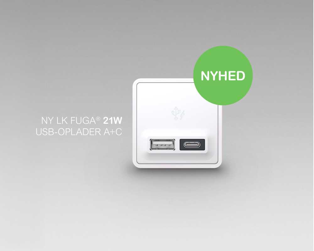 Ny LK FUGA® 21W USB-lader A+C