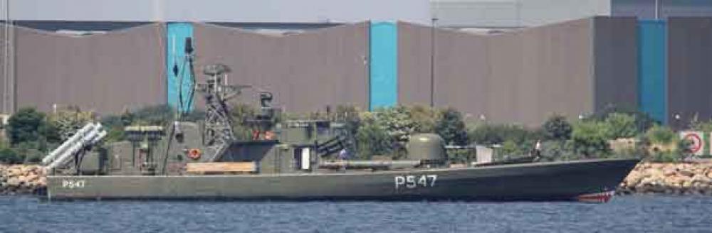 Missiltorpedobåd P547 på vej til Assens